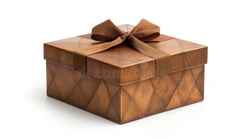 Brown Gift Box with a Brown Ribbon Bow Stock Illustration ...