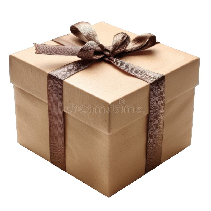 A Brown Gift Box Tied with a Brown Ribbon Bow Stock Image ...