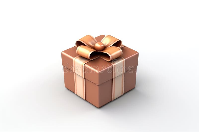 Brown Gift Box on White Background, 3D. Generative AI Stock ...