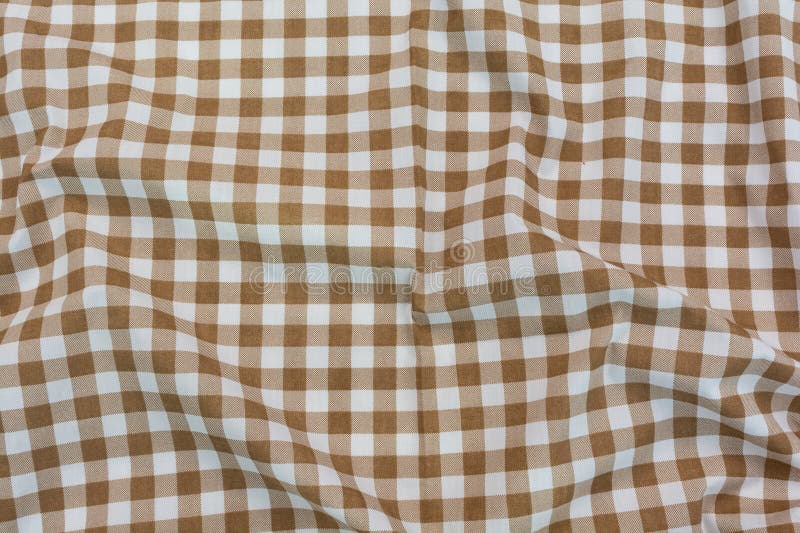 Brown Gingham Crumpled Fabric Pattern Stock Image - Image of design ...
