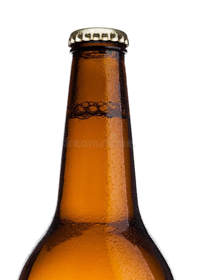 Brown Glass Beer Bottle with Yellow Cap Isolated Stock Image - Image of ...