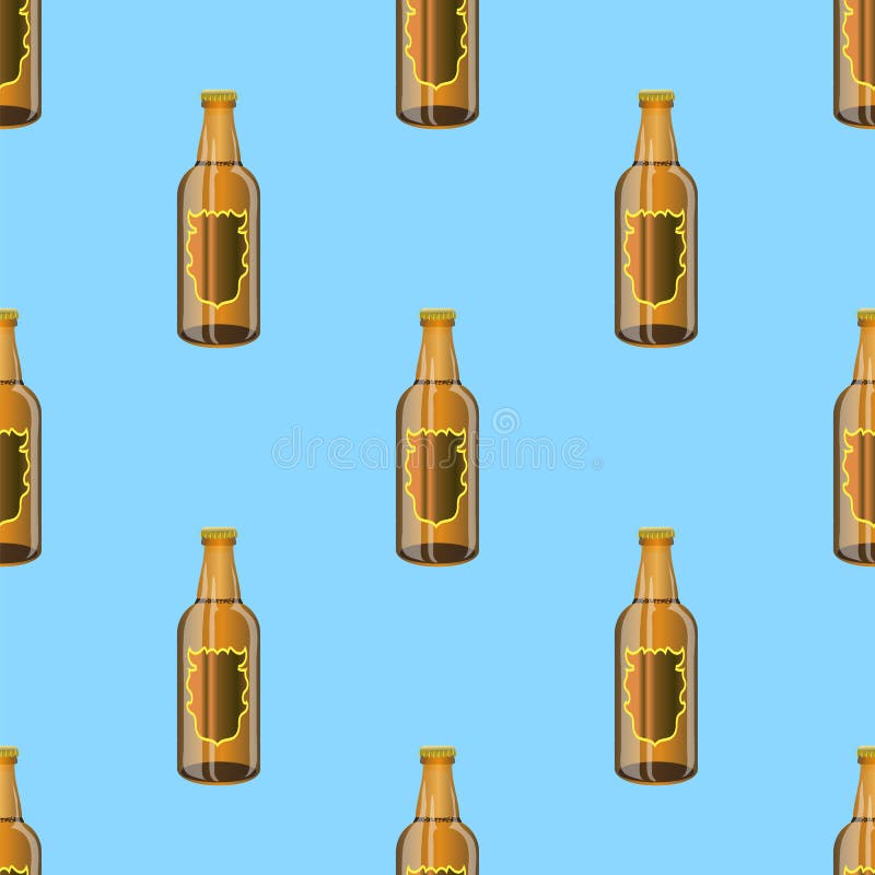 Brown Glass Beer Bottles Seamless Pattern Stock Vector - Illustration ...