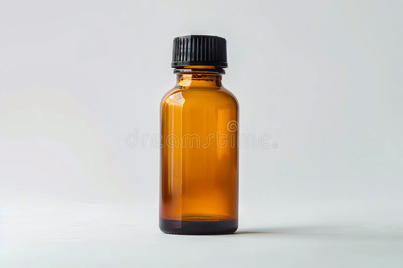 A Brown Glass Bottle with Black Cap Stock Photo - Image of indoor ...