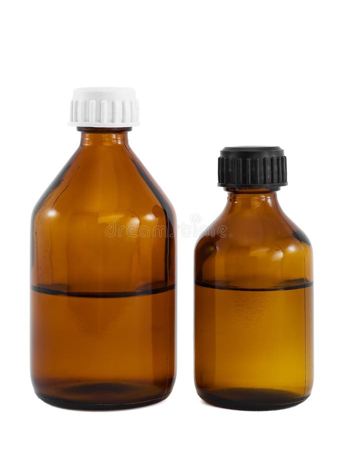 Brown Glass Medical Bottles Stock Photo - Image of close, drug: 15437894