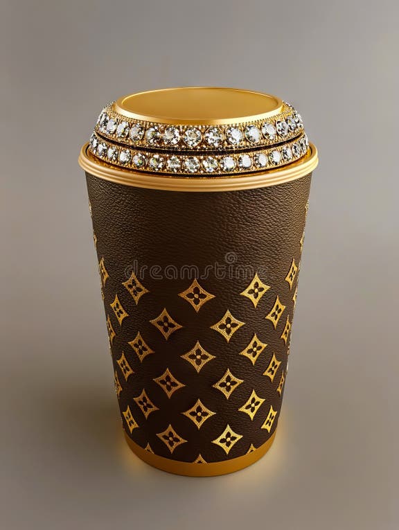 A Brown and Gold Cup with Diamonds on it Stock Photo - Image of ...