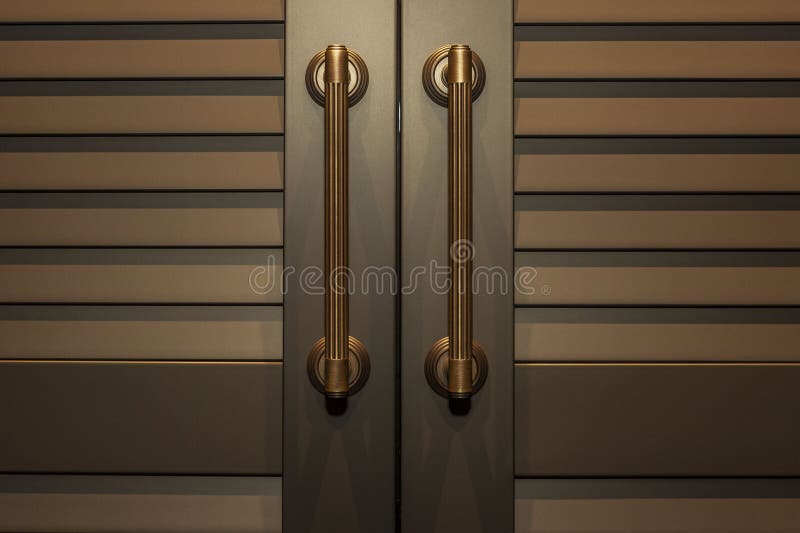 Brown and Gold Hinged Doors with Handles. Design and Decor of Interiors ...