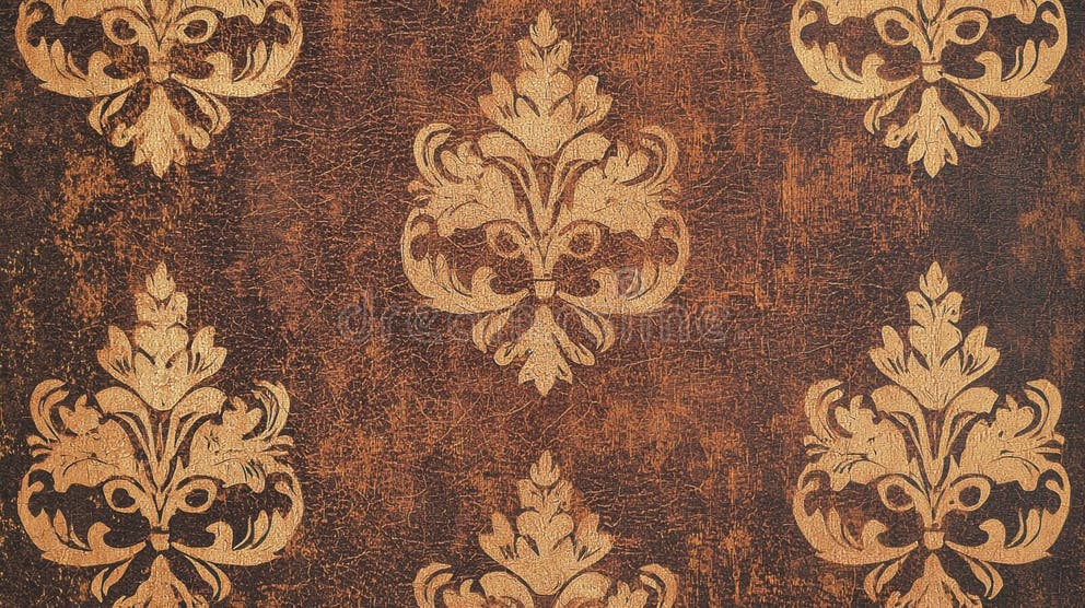 Brown and Gold Wallpaper Featuring Fleur Pattern for Elegant Interior ...