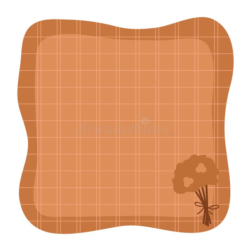 Brown Grid Cute Note Sticker with Mushroom Stock Vector - Illustration ...