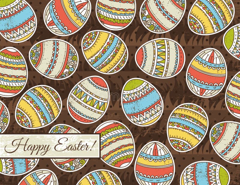 Background with Easter Eggs and One Chick Stock Vector - Illustration ...