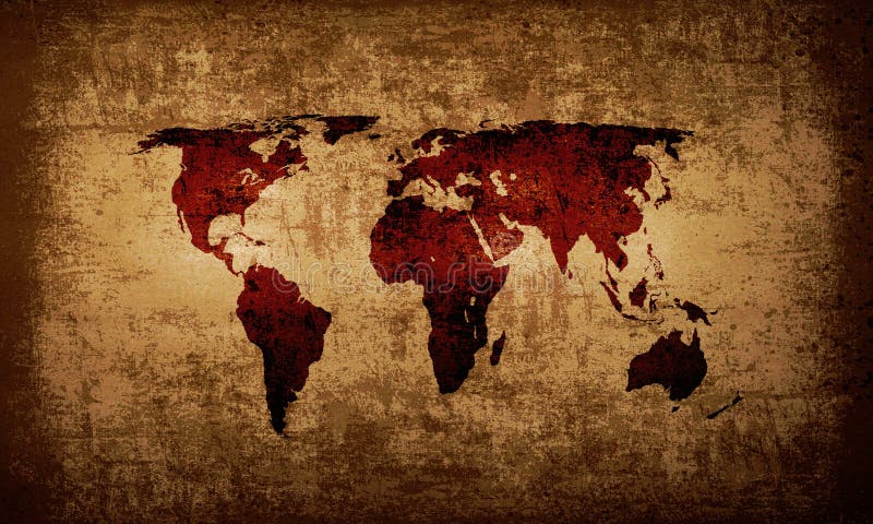 Brown Grunge World Map Background Stock Illustration - Illustration of ...