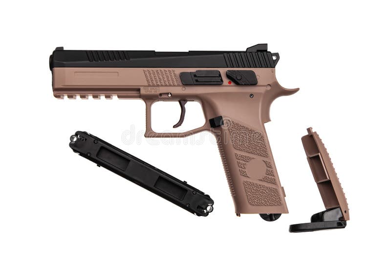 Brown Gun Pistol Isolated on White Background Stock Photo - Image of ...