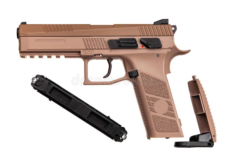 Brown Gun Pistol Isolated on White Background Stock Photo - Image of ...