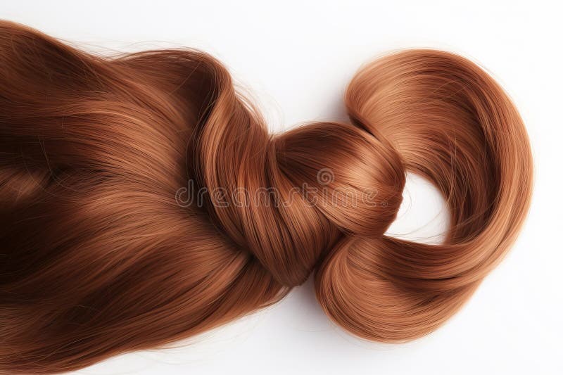Brown Hair Knot in Shape of Heart, Isolated on White Background Stock ...