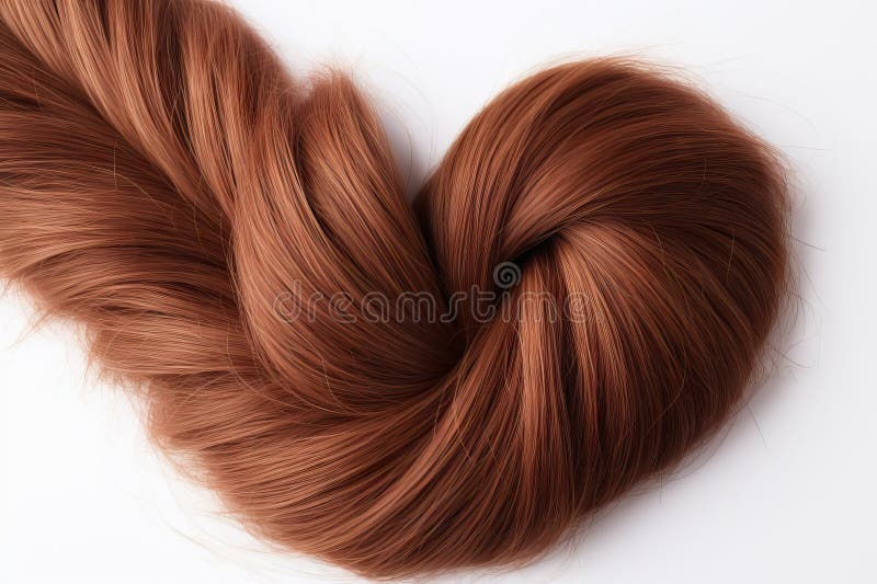 Brown Hair Knot in Shape of Heart, Isolated on White Background Stock ...