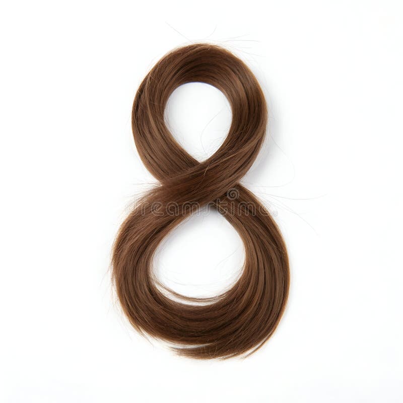 Brown Hair in Shape of Number Eight Isolated on White Background Stock ...
