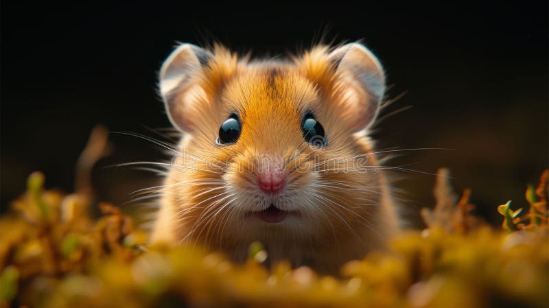 Brown Hamster with Black Eyes Looking at Camera Stock Photo - Image of ...