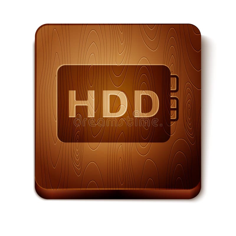 Brown Hard Disk Drive HDD Icon Isolated on White Background. Wooden ...
