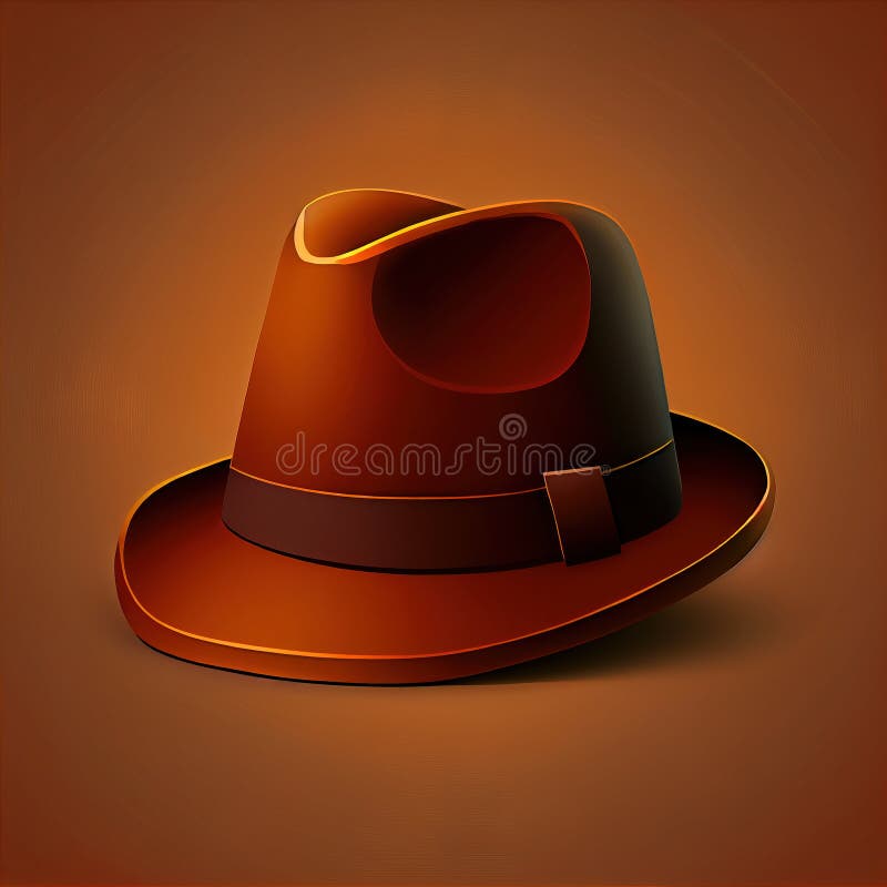 A Brown Hat with a Brown Band and a Brown Ribbon Around the Brimmed Hat ...