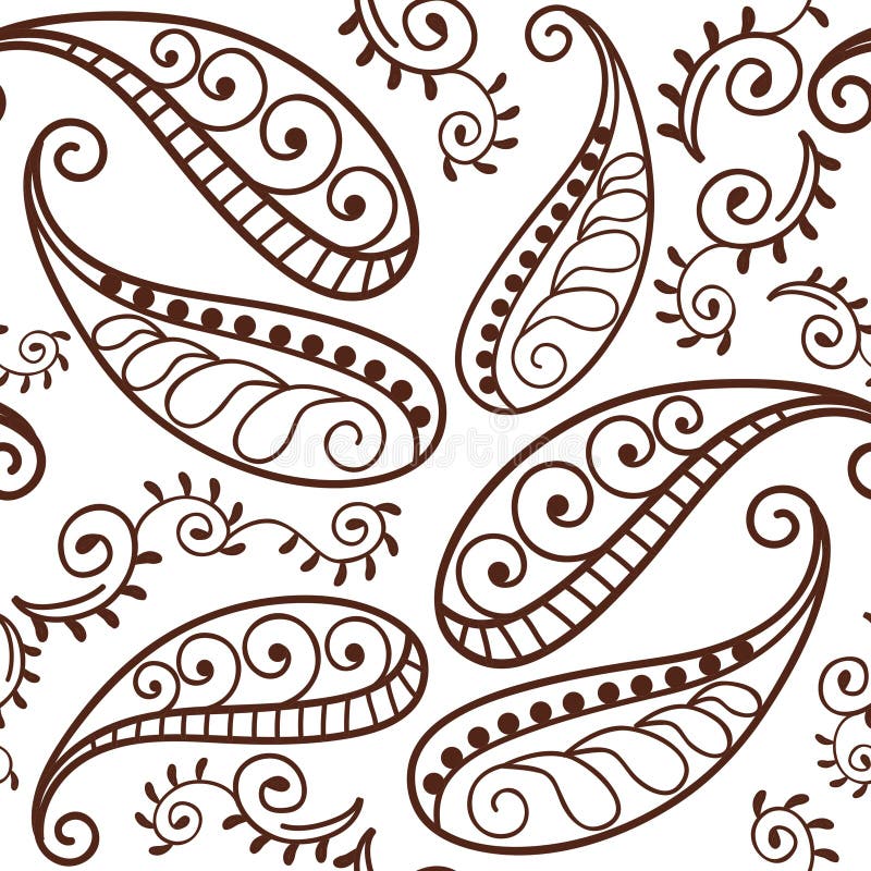 Brown Henna Paisley Repeating Pattern Illustration 1 Stock Vector ...