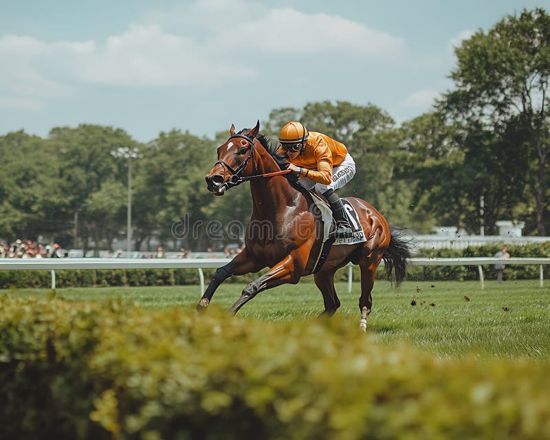 The Brown Horse and Jockey are in a Horse Race Stock Photo - Image of ...