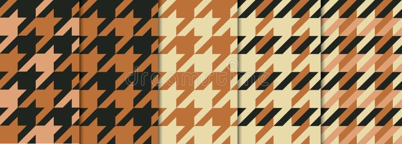 5 Brown Houndstooth Seamless Textures Set Stock Vector - Illustration of classical, wallpaper ...