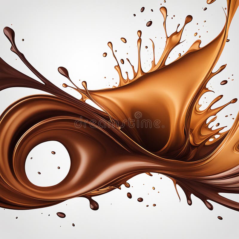 Brown Ink Splashes Isolated on White Background. Color Acrylic Paint on ...