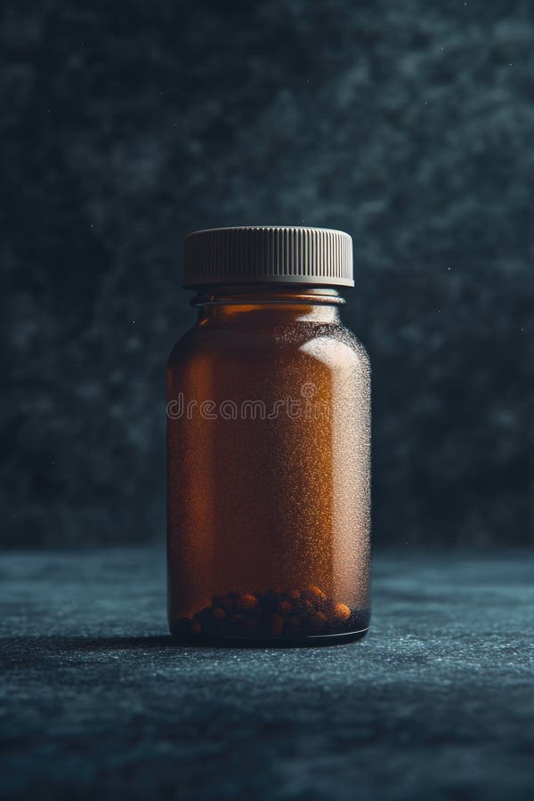 Brown Jar with White Lid on Table Stock Image - Image of generated ...