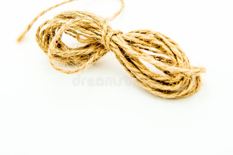 Brown jute rope on white stock photo. Image of decoration - 196053784