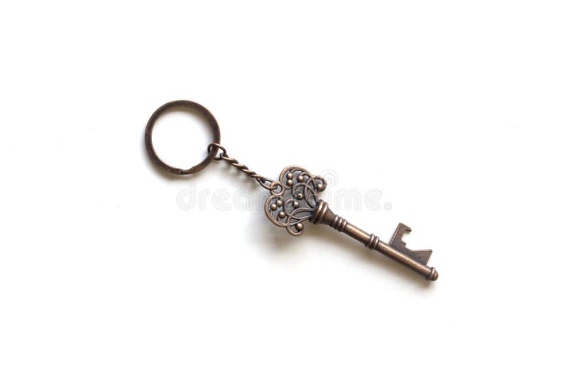 Brown Key Chain Isolated White Background Stock Image - Image of keys ...