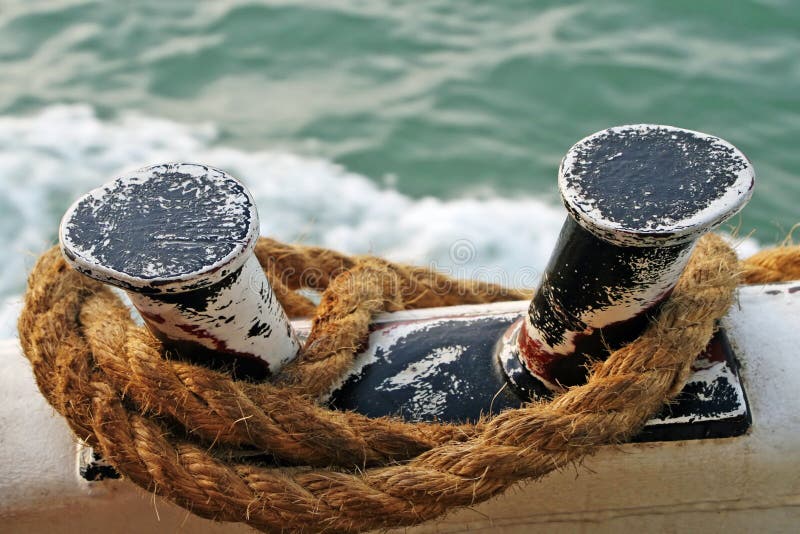 Brown Knotted Rope of the Ship at Berth Stock Photo - Image of robust ...