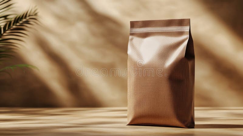 Brown Kraft Paper Package on Beige Background Stock Illustration ...