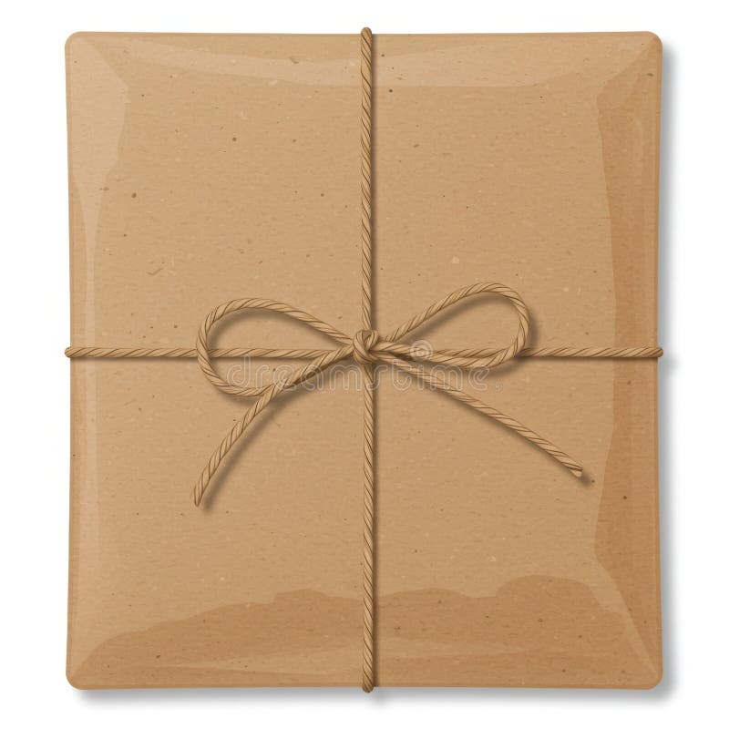 Brown Kraft Paper Package Tied with Twine Bow Stock Illustration ...