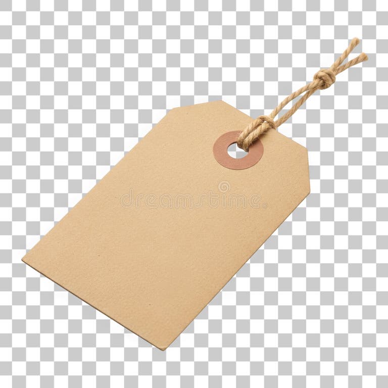 Brown Kraft Paper Tag with Jute String Isolated on Transparent ...