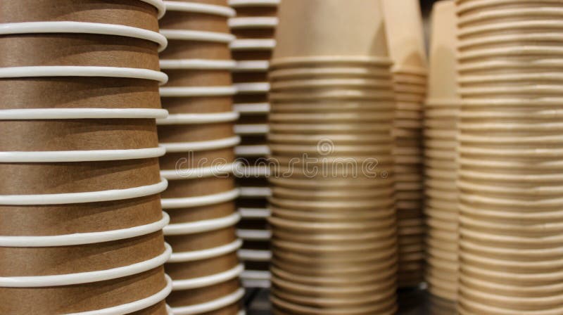 One-Off Paper Cups for Hot Drinks Closeup Soft Focus Texture Background ...