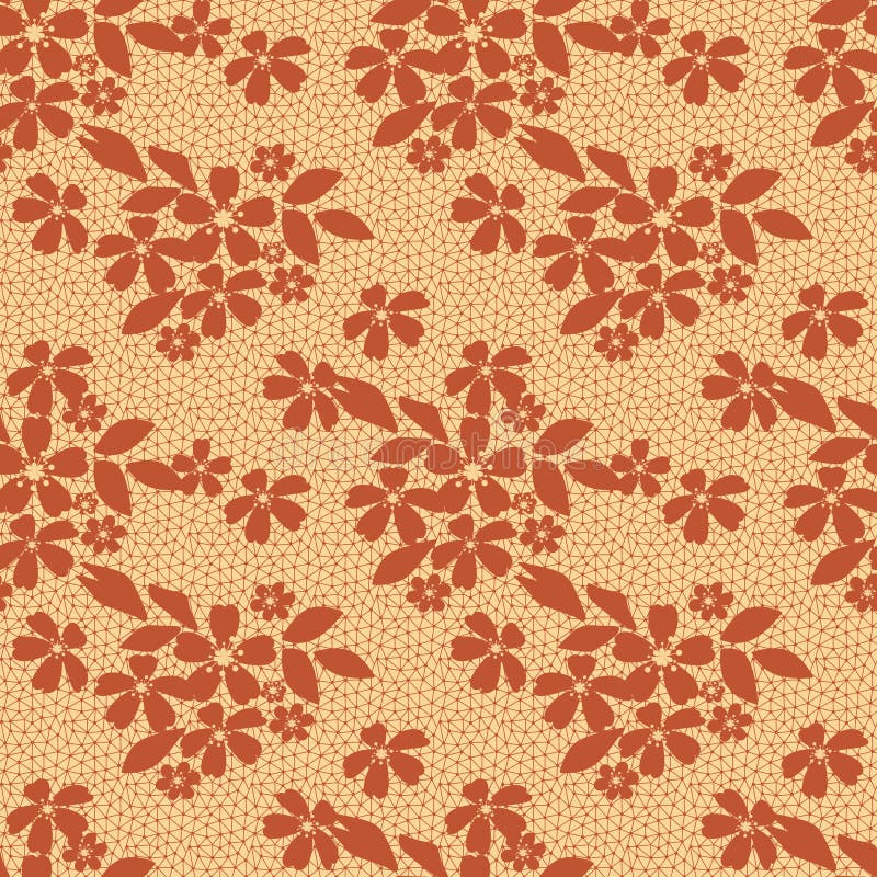 Brown Lace Floral Seamless Pattern on Yellow Stock Illustration ...
