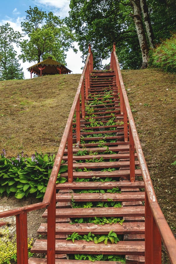 Brown Ladders Lead the Mountain Stock Image - Image of route, concrete ...