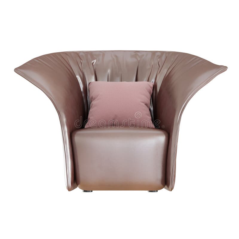 Brown Leather Armchair Front View on an Isolated Background. 3d ...