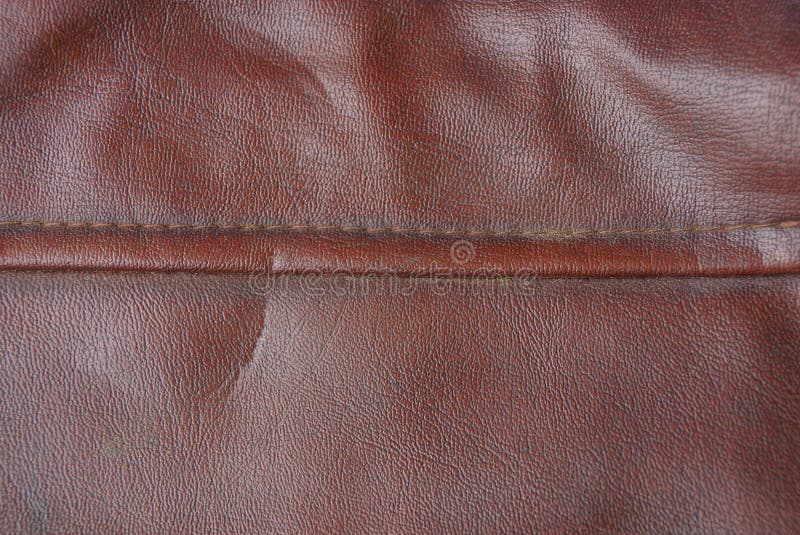 Brown Leather Texture of a Piece of Clothing with a Seam Stock Image ...