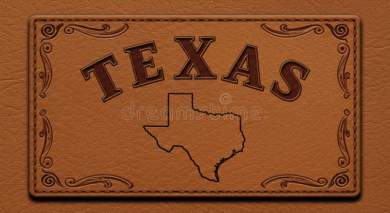 A Brown Leather Background Features an Embossed Design with the Word ...