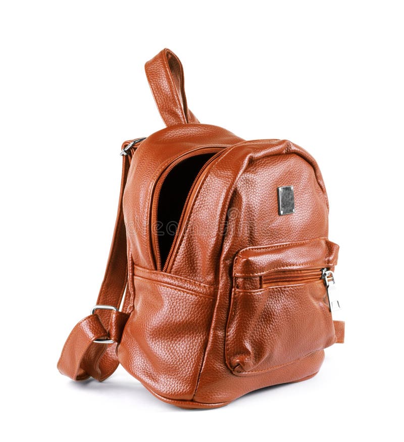 Leather Backpack Made of Patches of Different Colors on White Isolated ...