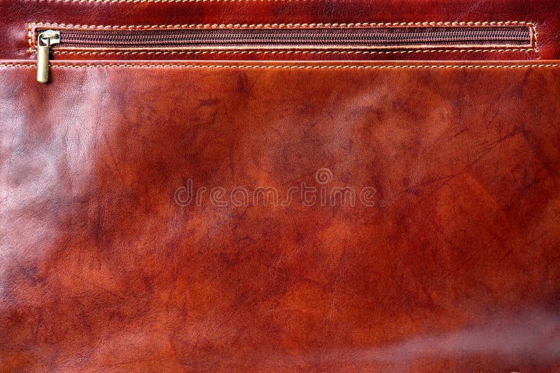 Brown Leather Bag and Zipper Stock Photo - Image of accessory, casual ...