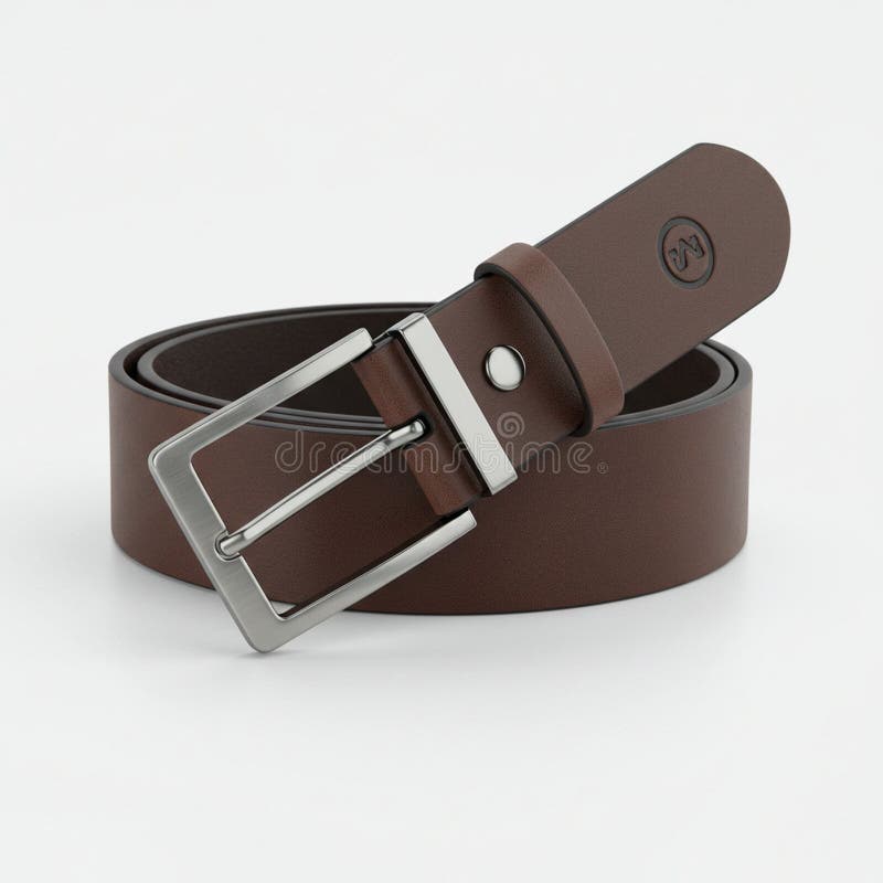 Brown Leather Belt with a Sleek Silver Buckle. the Belt Features a ...
