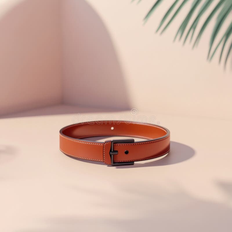 Brown Leather Belt on the Table. 3d Rendering Stock Illustration ...