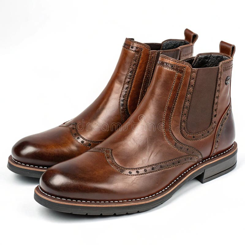 Brown Leather Boots Isolated on White Background Stock Illustration ...