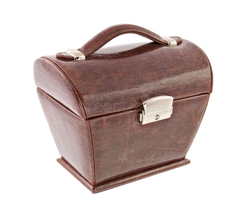 Brown Leather Box for Cosmetic or Jewelery Stock Image - Image of open ...