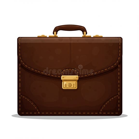 Brown Leather Briefcase with a Classic Rectangular Shape and Rounded ...