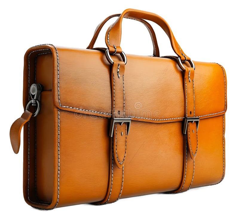 A Brown Leather Briefcase on Transparent Background Stock Photo - Image ...