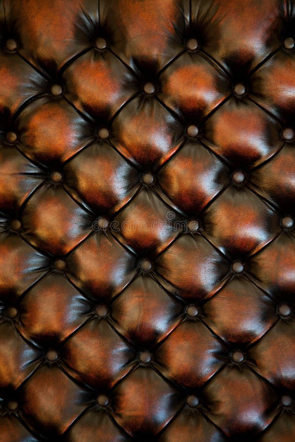 Brown Leather Chair Upholstery with Buttons Stock Photo - Image of ...