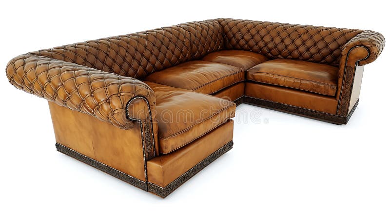 Brown Leather Couch with a Diamond Pattern on it Stock Image - Image of ...