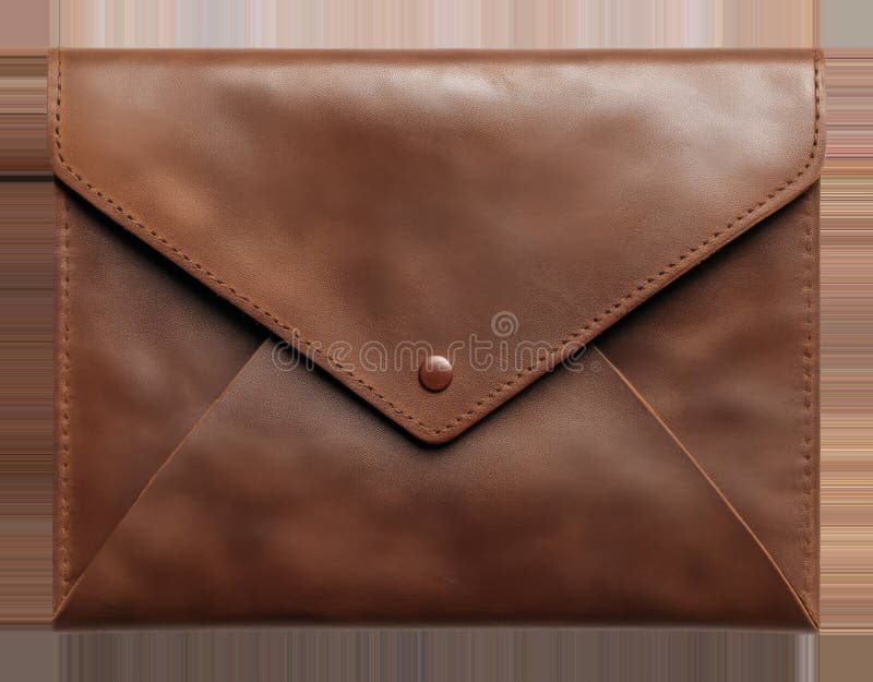 Brown Leather Envelope Clutch, Front View. Fashion Accessory Concept ...